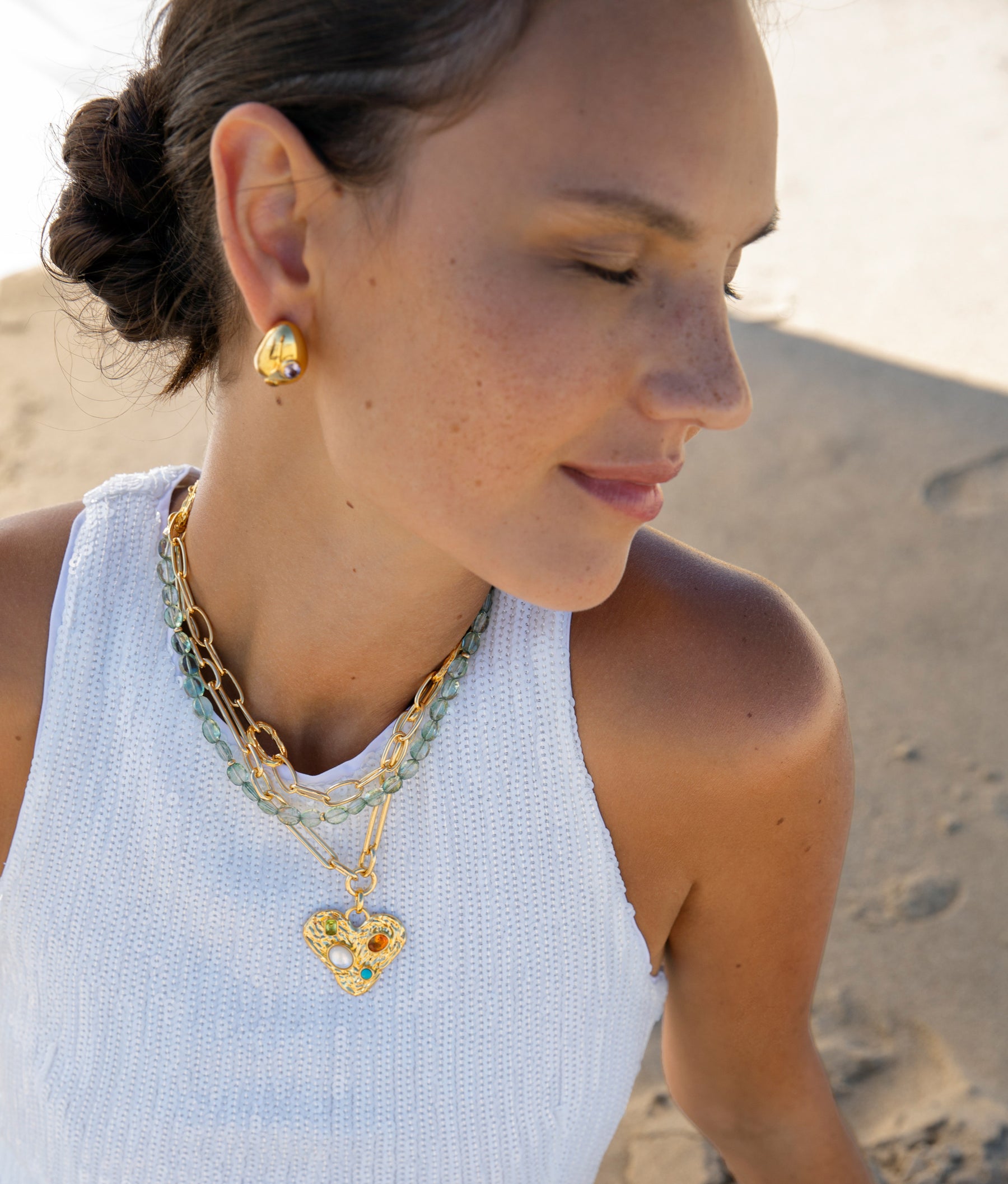 Mini Arp Earrings in Studded Gold | Lizzie Fortunato