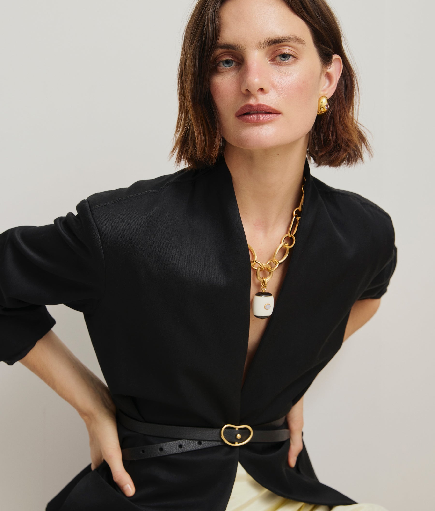 Mini Arp Earrings in Studded Gold | Lizzie Fortunato
