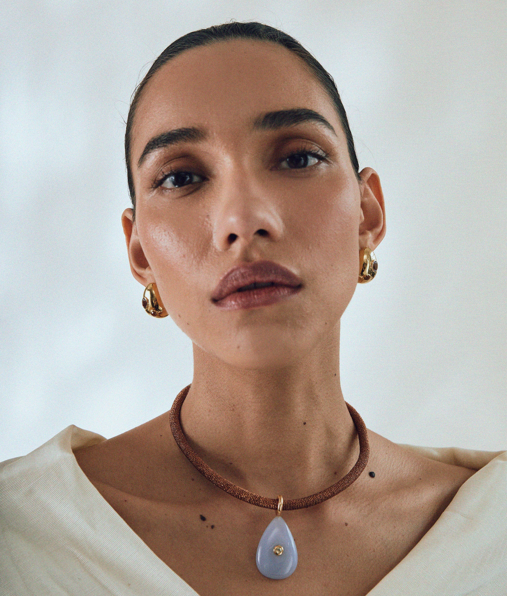 Mini Arp Earrings in Studded Gold | Lizzie Fortunato