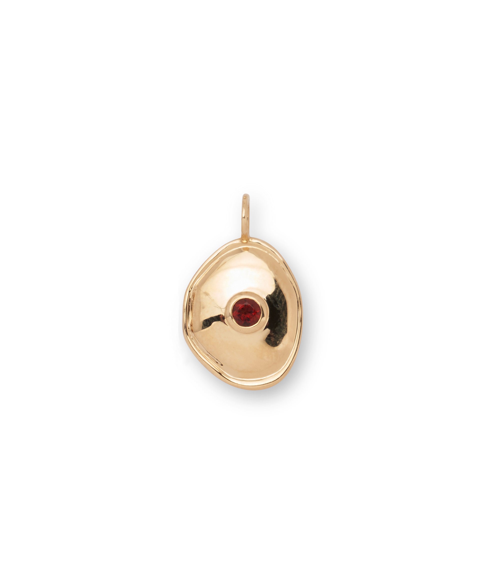 14k Gold Birthstone Necklace Charm in Garnet | Lizzie Fortunato